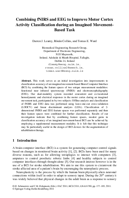 (PDF) Combining fNIRS and EEG to Improve Motor Cortex Activity ...