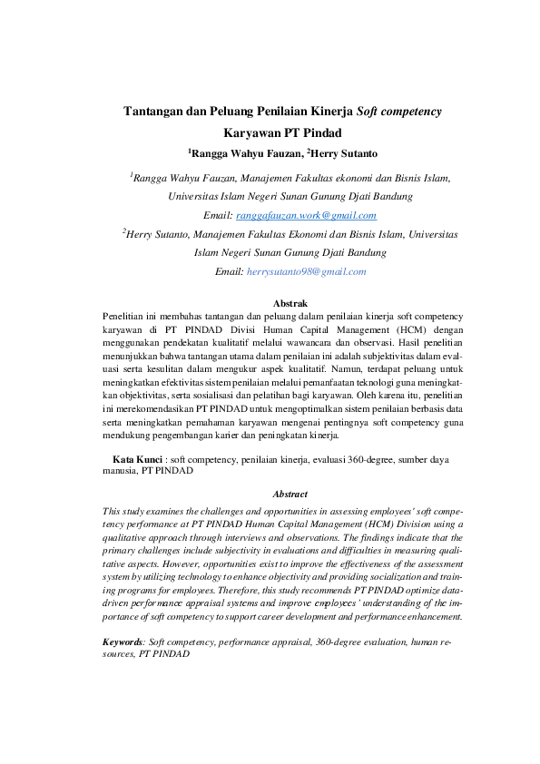 (PDF) Tantangan dan Peluang Penilaian Kinerja Soft competency