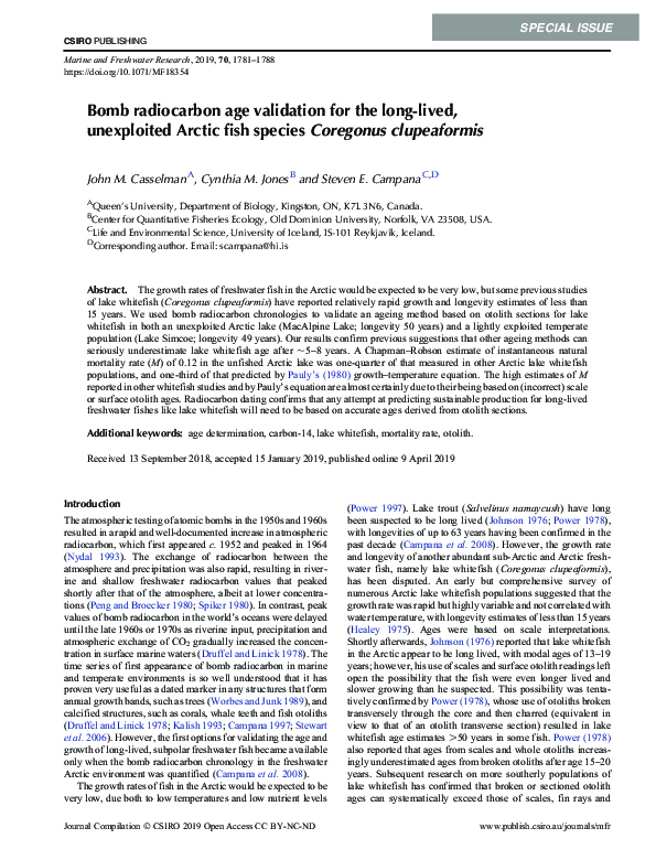 (PDF) Bomb radiocarbon age validation for the long-lived, unexploited ...