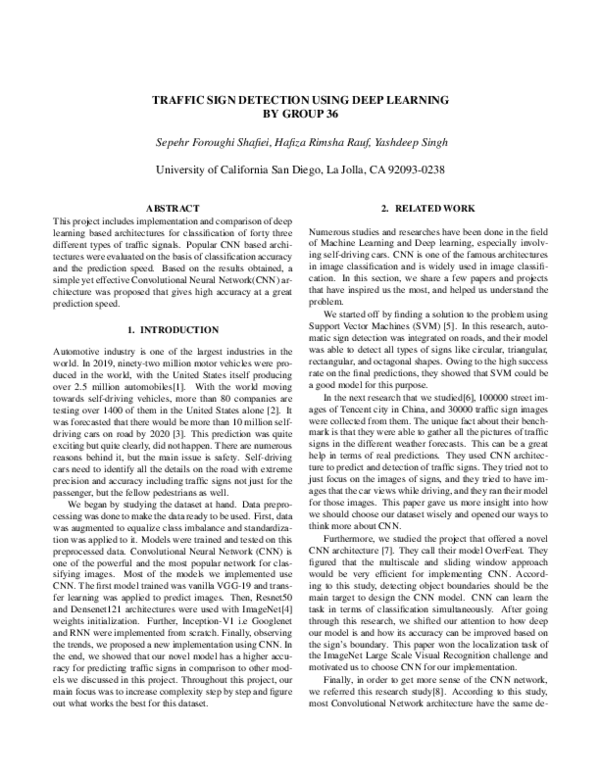 (PDF) Traffic Sign Detection Using Deep Learning by Group 36