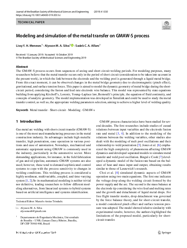 (PDF) Modeling and simulation of the metal transfer on GMAW-S process