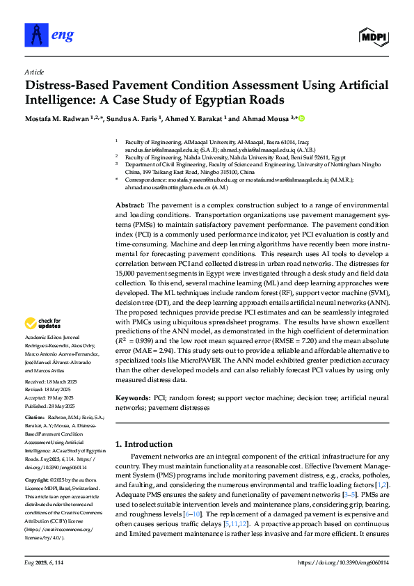 (PDF) Distress-Based Pavement Condition Assessment Using Artificial ...