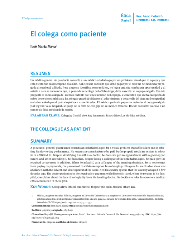 (PDF) El colega como paciente