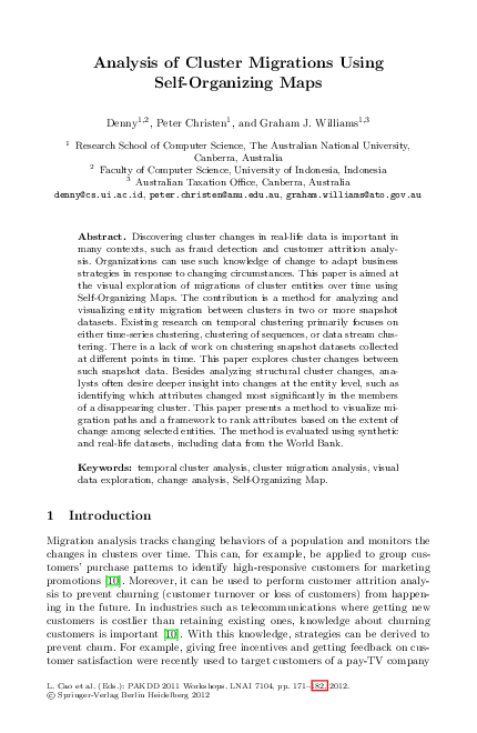 (PDF) Analysis of Cluster Migrations Using Self-Organizing Maps