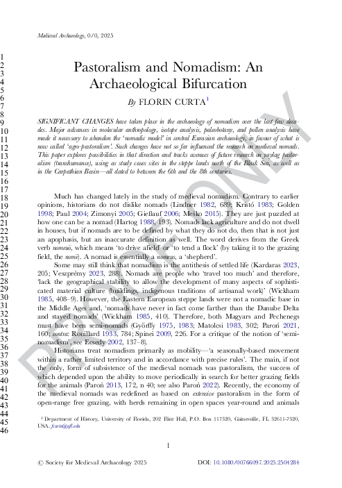 (PDF) Pastoralism and nomadism: an archaeological bifurcation