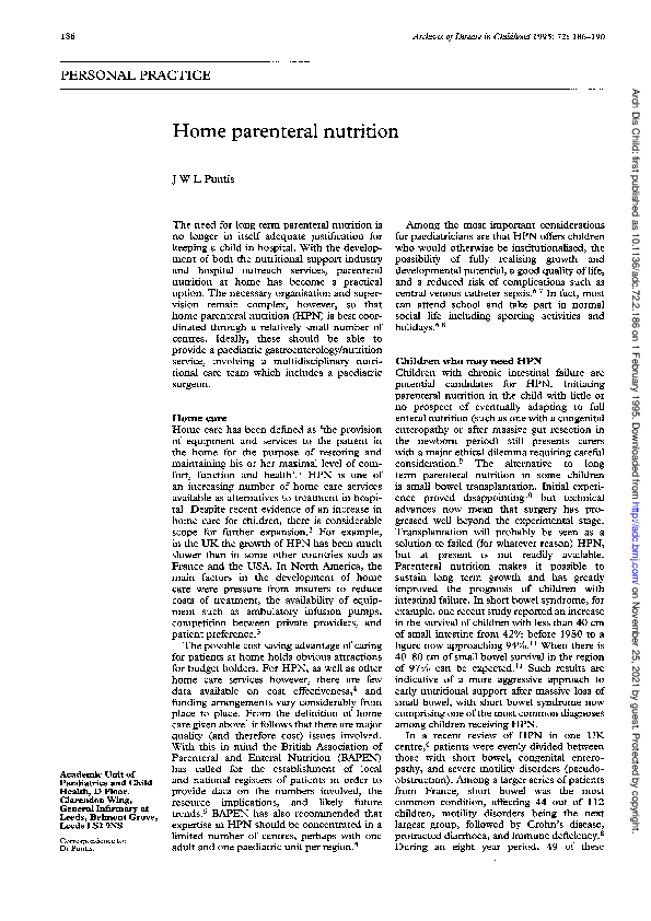 (PDF) Home parenteral nutrition