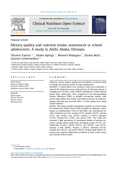 (PDF) Dietary quality and nutrient intake assessment in school ...