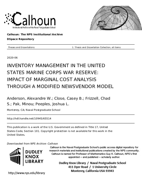 (PDF) Inventory Management in the United States Marine Corps’ War ...