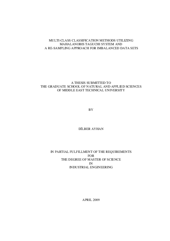 (PDF) Mahalanobis taguchi sistemi ile çoklu sınıflandırma yöntemleri ve ...