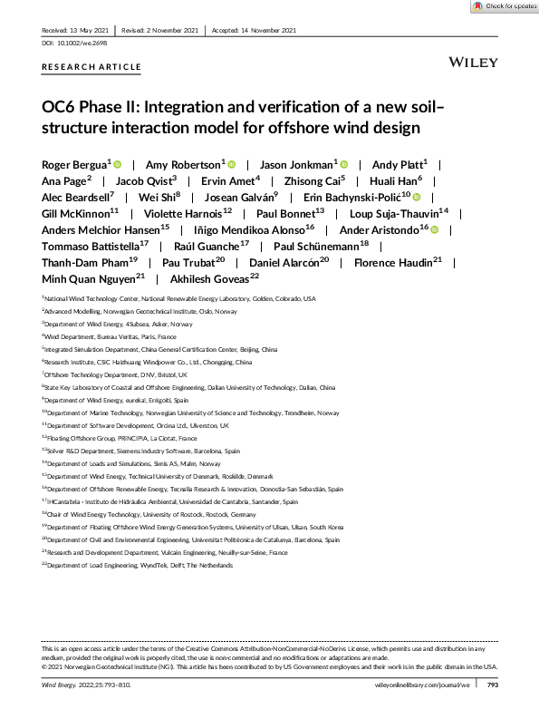 (PDF) OC6 Phase II: Integration and verification of a new soil ...