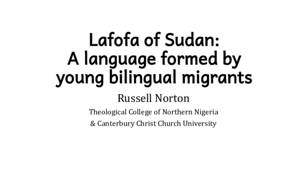 (PDF) Lafofa of Sudan: A language formed by young bilingual migrants