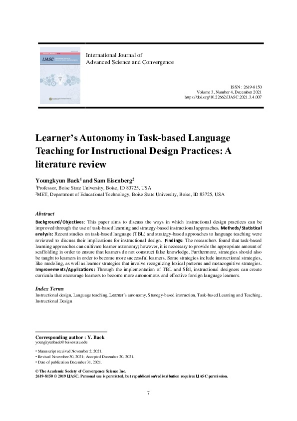 (PDF) Learner’s Autonomy in Task-based Language Teaching for ...