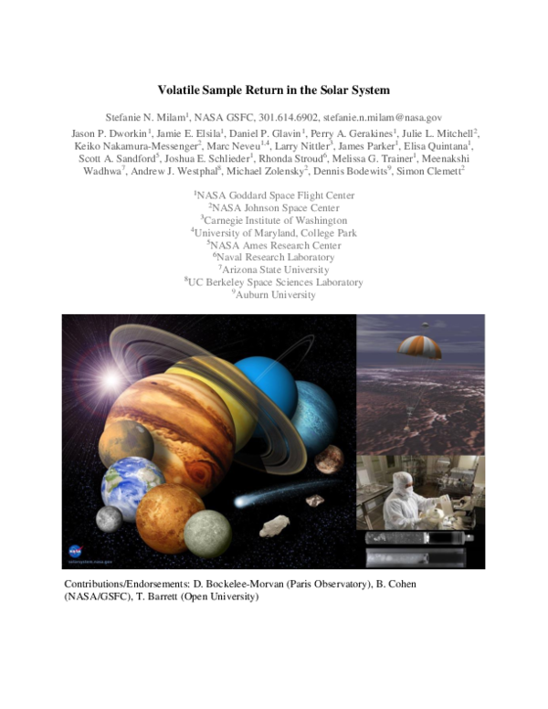 (PDF) Volatile Sample Return in the Solar System
