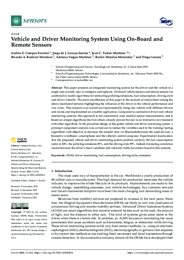 (PDF) Vehicle and Driver Monitoring System Using On-Board and Remote ...