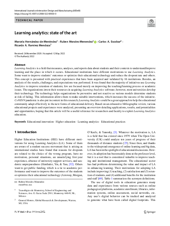 (PDF) Learning analytics: state of the art