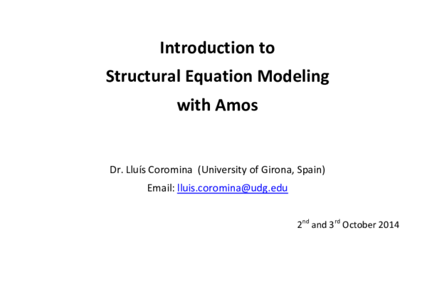 (PDF) Introduction to Structural Equation Modeling with Amos