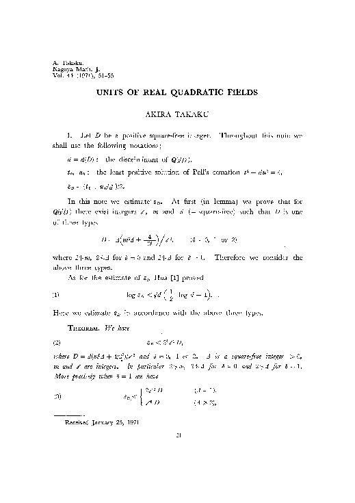 (PDF) Units in Real Quadratic Fields