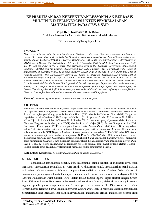 (PDF) Kepraktisan Dan Keefektivan Lesson Plan Berbasis Multiple ...