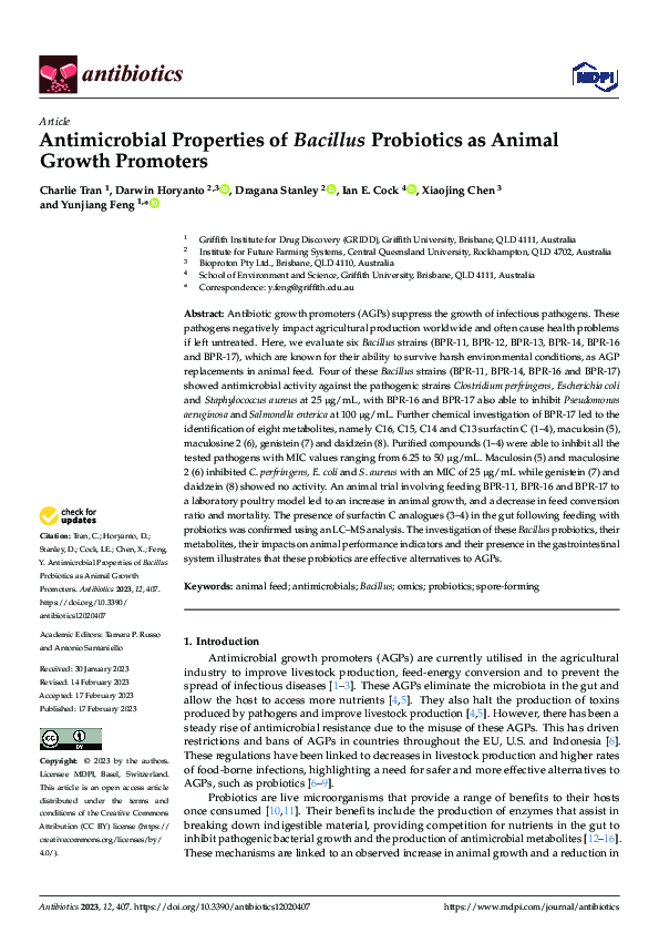 (PDF) Antimicrobial Properties of Bacillus Probiotics as Animal Growth ...