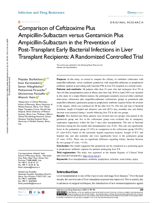 (PDF) Comparison of Ceftizoxime Plus Ampicillin-Sulbactam versus ...