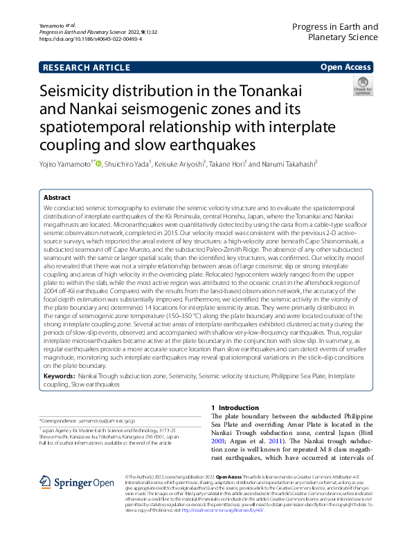 (PDF) Seismicity distribution in the Tonankai and Nankai seismogenic ...