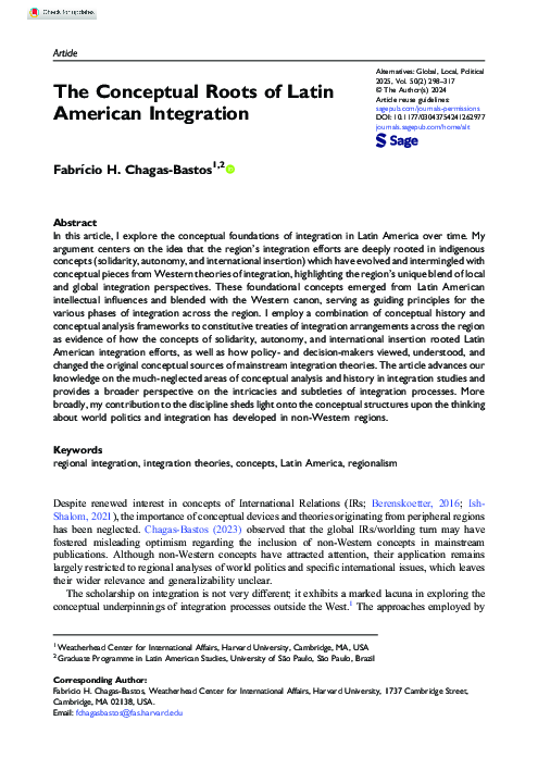 (PDF) The Conceptual Roots of Latin American Integration