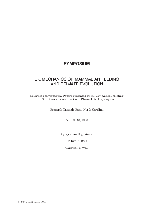 (PDF) Mammalian feeding and primate evolution: An overview