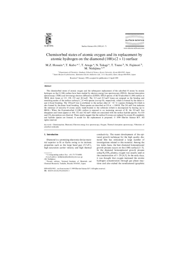 (PDF) Chemisorbed states of atomic oxygen and its replacement by atomic ...