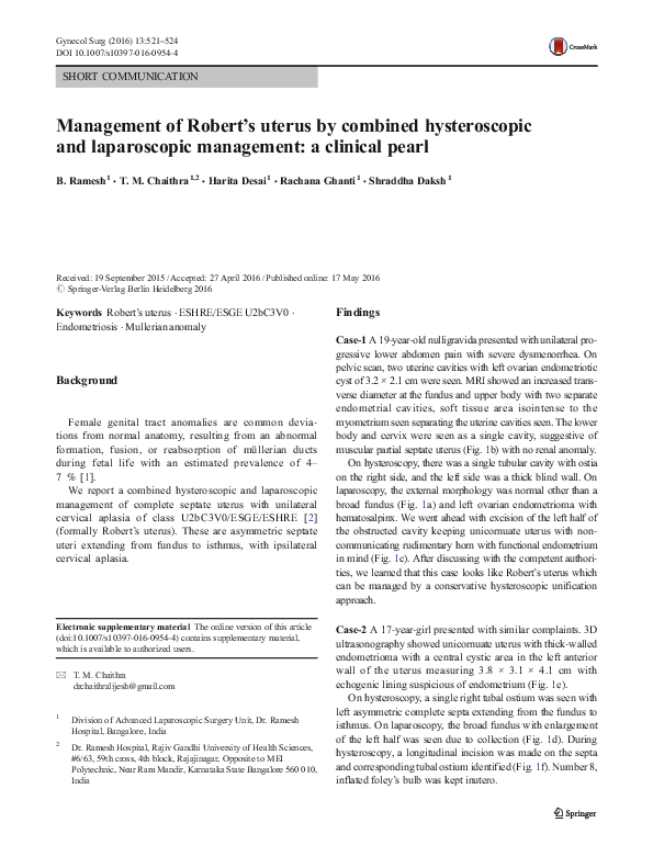 (PDF) Management of Robert’s uterus by combined hysteroscopic and ...