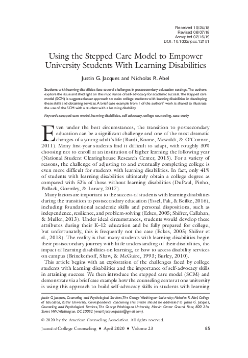 (PDF) Using the Stepped Care Model to Empower University Students With ...