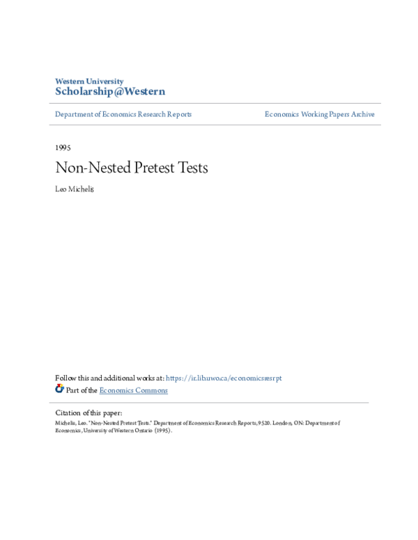 (PDF) Non-Nested Pretest Tests