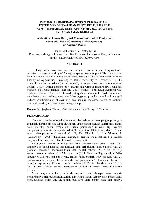 (PDF) Pemberian Beberapa Jenis Pupuk Kandang Untuk Mengendalikan ...