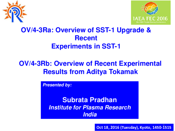 (PDF) OV / 4-3 Ra : Overview of SST-1 Upgrade & Recent Experiments in ...