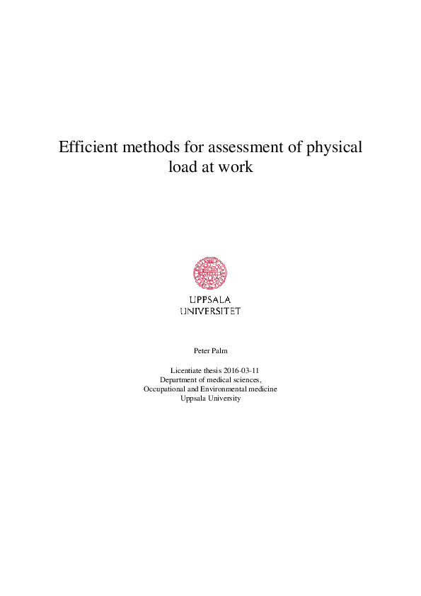 (PDF) Efficient methods for assessment of physical load at work