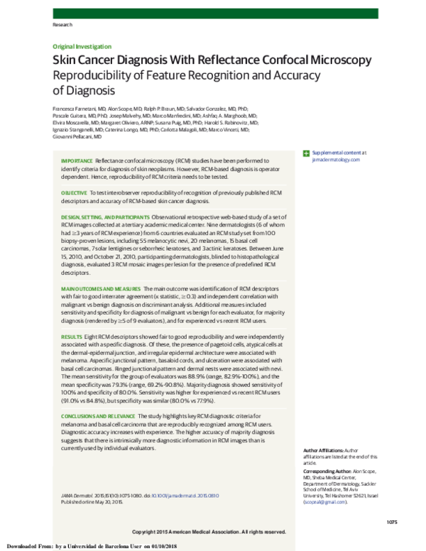 (PDF) Skin Cancer Diagnosis With Reflectance Confocal Microscopy