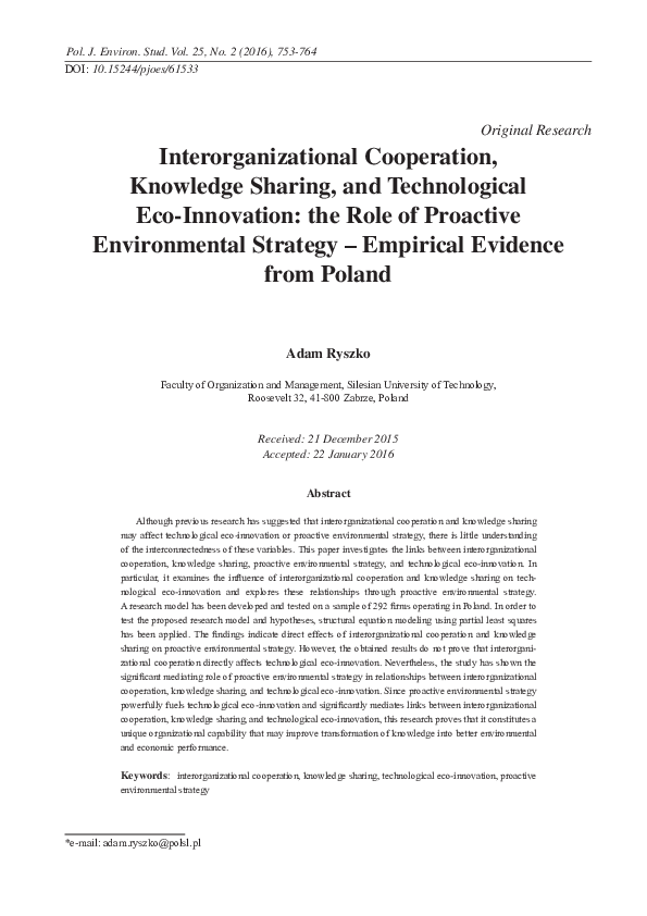 (PDF) Interorganizational Cooperation, Knowledge Sharing, and ...