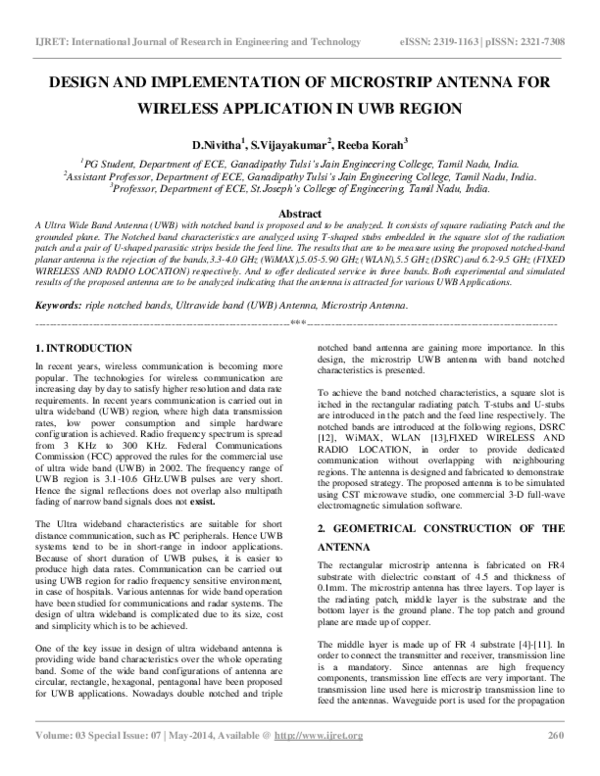 (PDF) Design and Implementation of Microstrip Antenna for Wireless ...