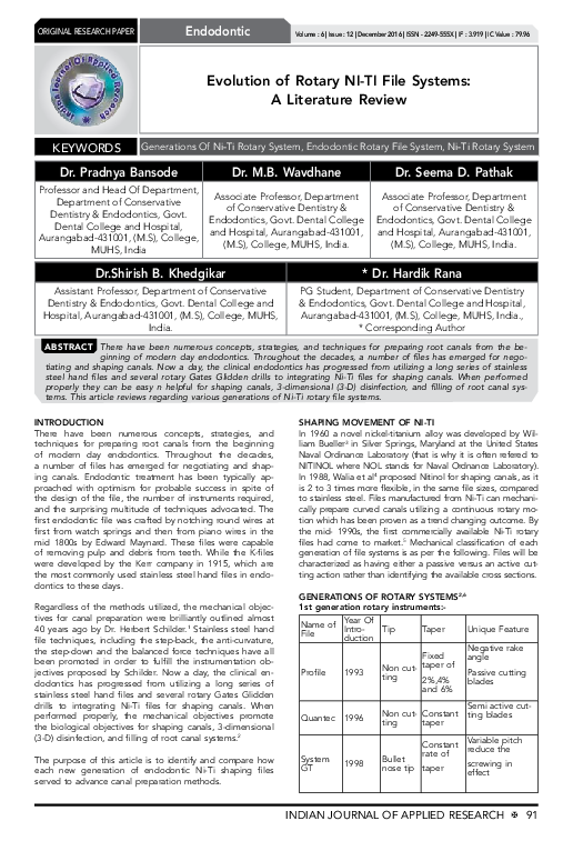 (PDF) Evolution of Rotary NI-TI File Systems: A Literature Review