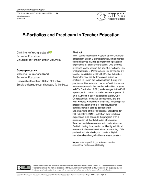(PDF) E-Portfolios and Practicum in Teacher Education