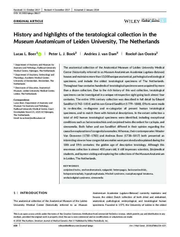 (PDF) History and highlights of the teratological collection in the ...