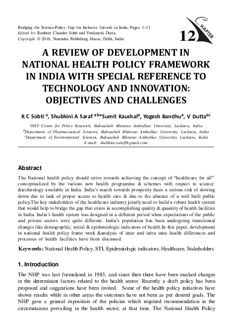 (PDF) A REVIEW OF DEVELOPMENT IN NATIONAL HEALTH POLICY FRAMEWORK IN ...