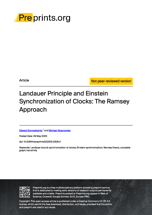 (PDF) Landauer Principle and Einstein Synchronization of Clocks: The ...