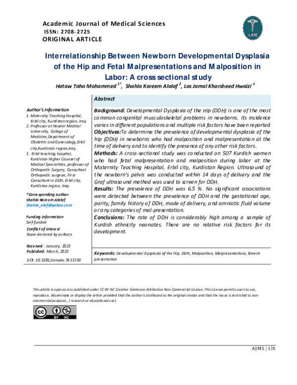 (PDF) Interrelationship Between Newborn Developmental Dysplasia of the ...
