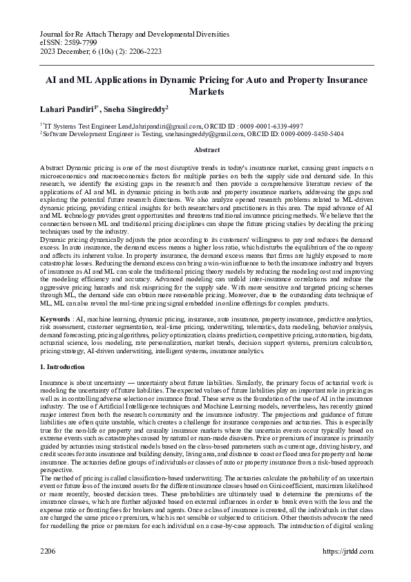 (PDF) AI and ML Applications in Dynamic Pricing for Auto and Property ...