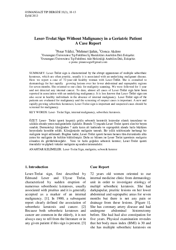 (PDF) Leser-Trelat Sign Without Malignancy in a Geriatric Patient A ...