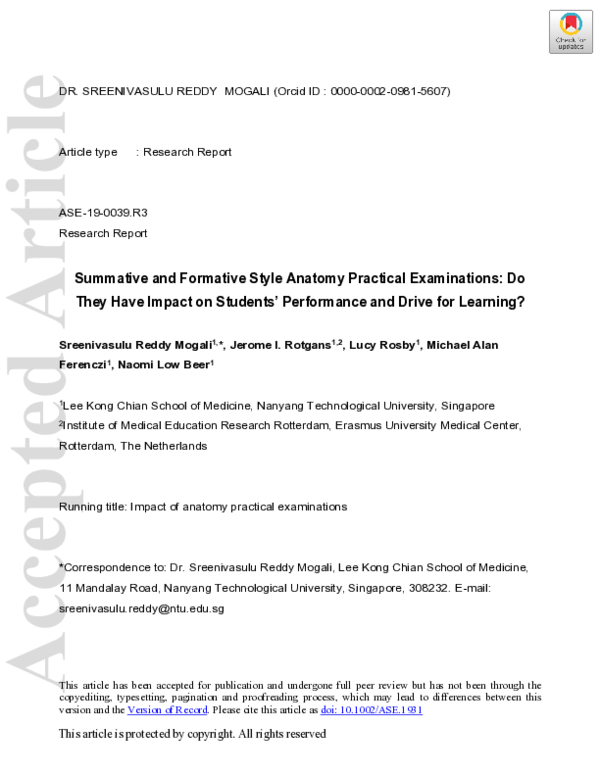 (PDF) Summative and Formative Style Anatomy Practical Examinations: Do ...