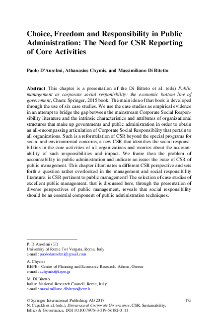 (PDF) Choice, Freedom and Responsibility in Public Administration: The ...