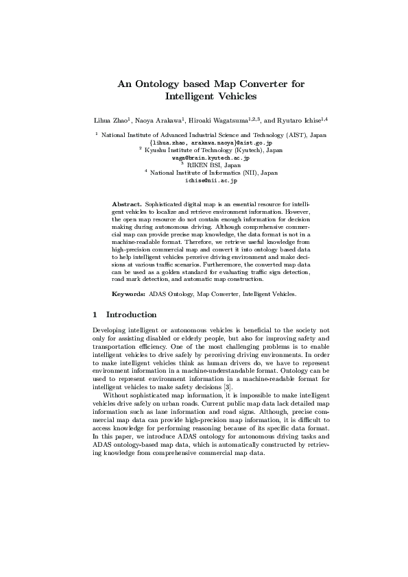 (PDF) An Ontology based Map Converter for Intelligent Vehicles