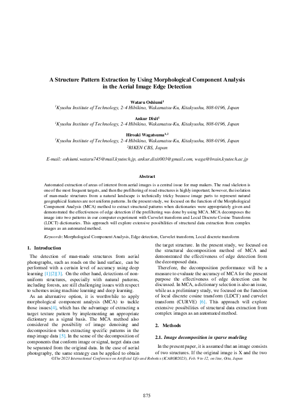 (PDF) A Structure Pattern Extraction by Using Morphological Component Analysis in the Aerial ...