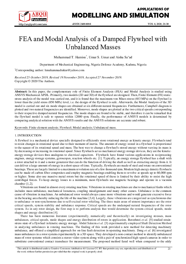 (PDF) FEA and Modal Analysis of a Damped Flywheel with Unbalanced Masses